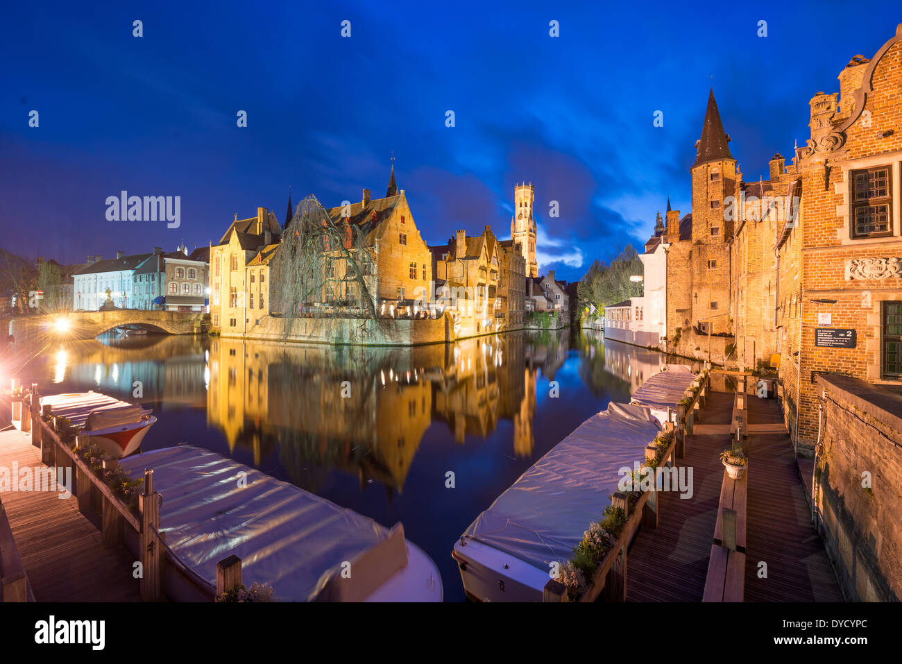 Bruges Canals Historic Buildings Evening Light Bruges Belgium // BRUGES ...