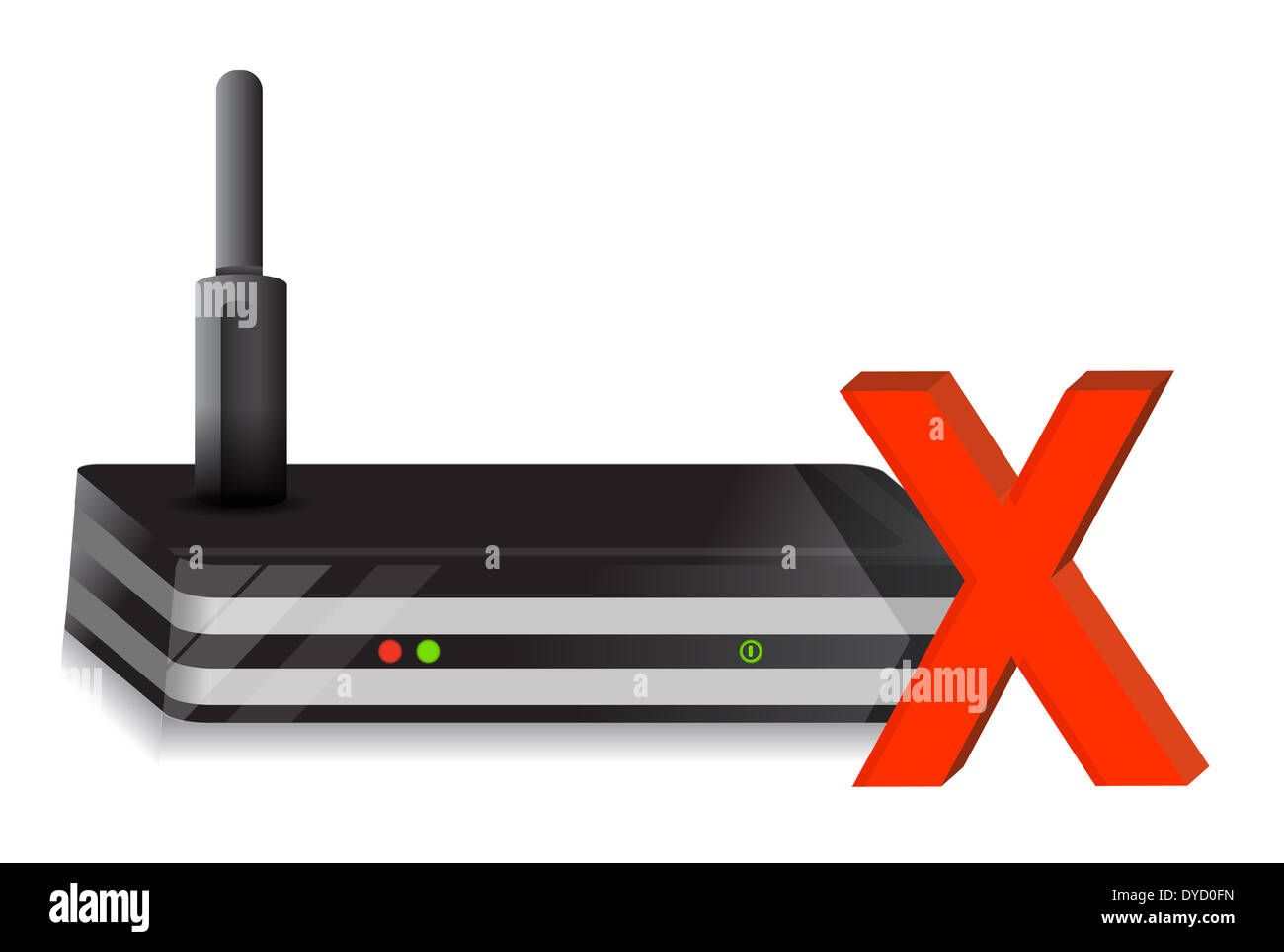 Wireless Router x mark illustration design over a white background ...