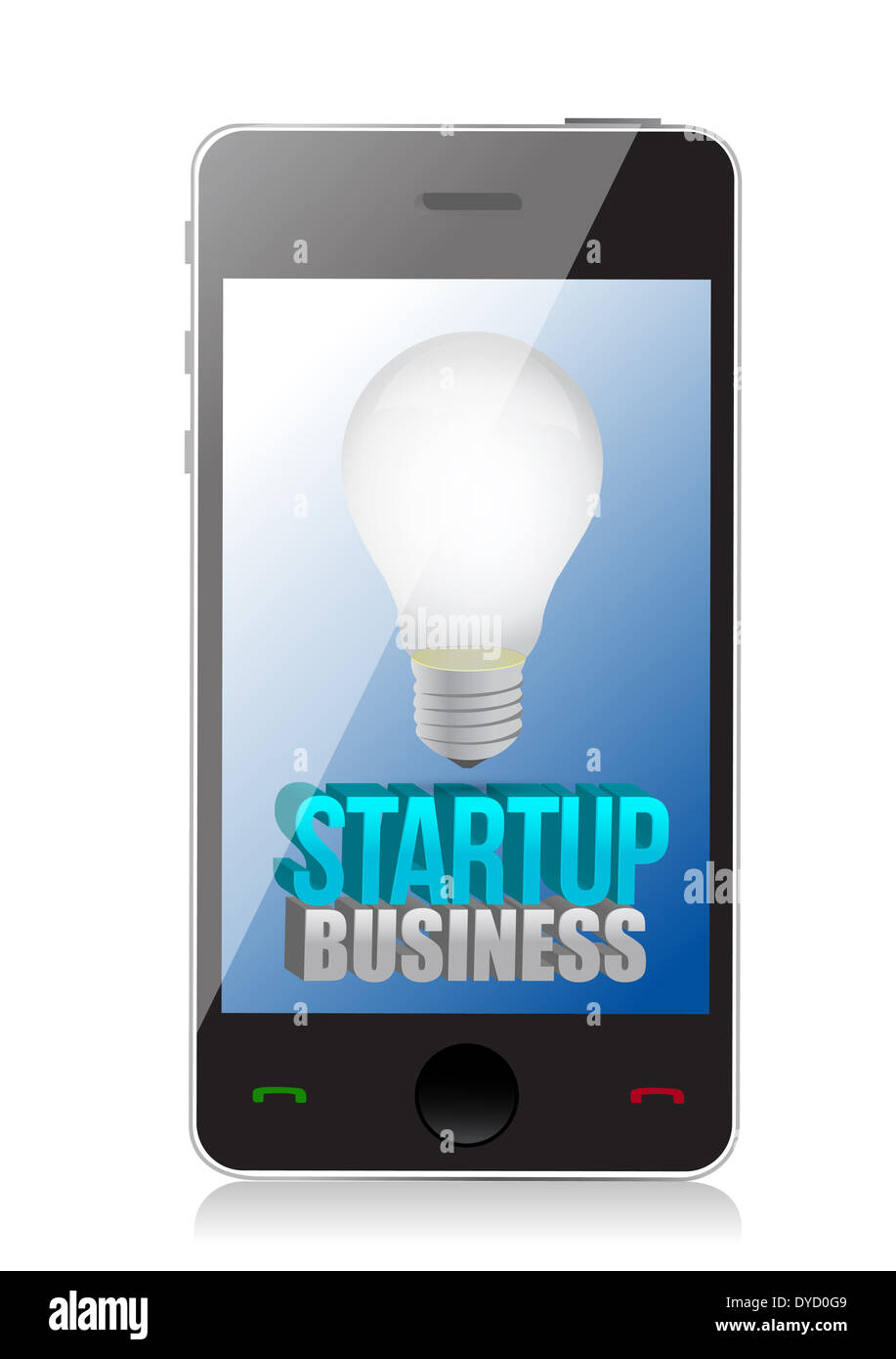 start up concept on touchscreen of mobile phone illustration design ...