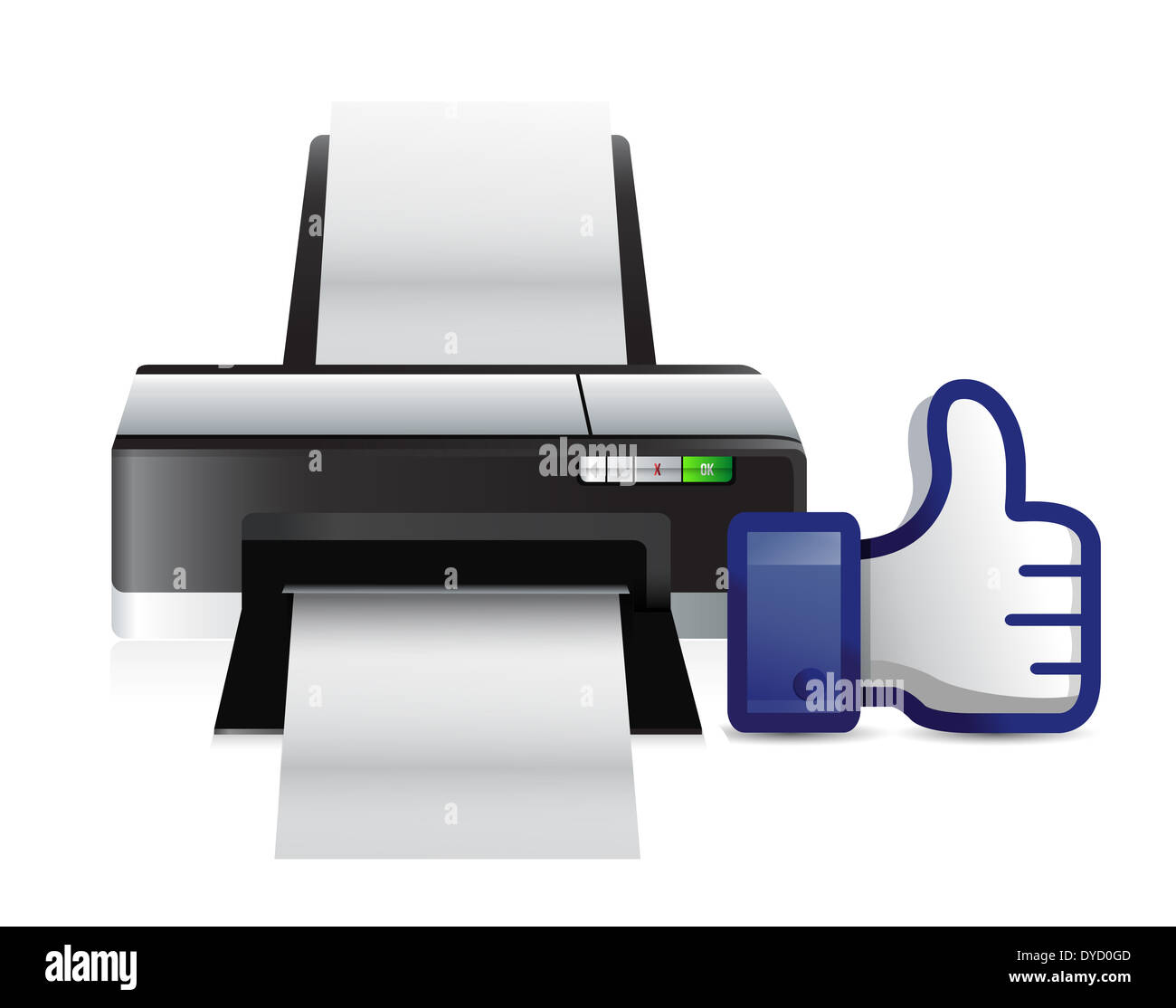 printer thumbs up like illustration design over white Stock Photo - Alamy