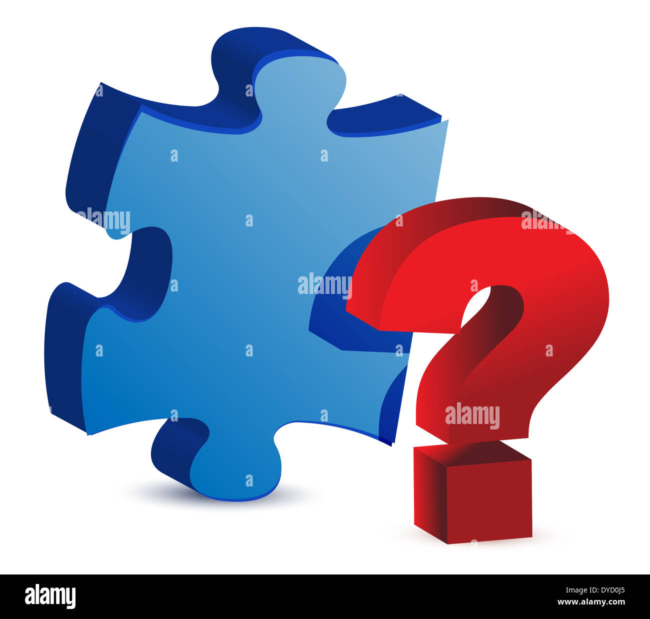 question mark puzzle piece illustration design over white Stock Photo ...