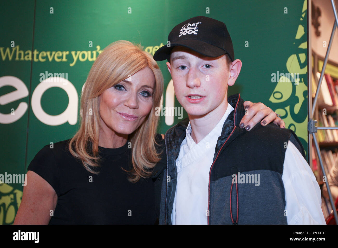 Belfast,UK.12th April 2014. Actress Michelle Collins with a fan at her ...