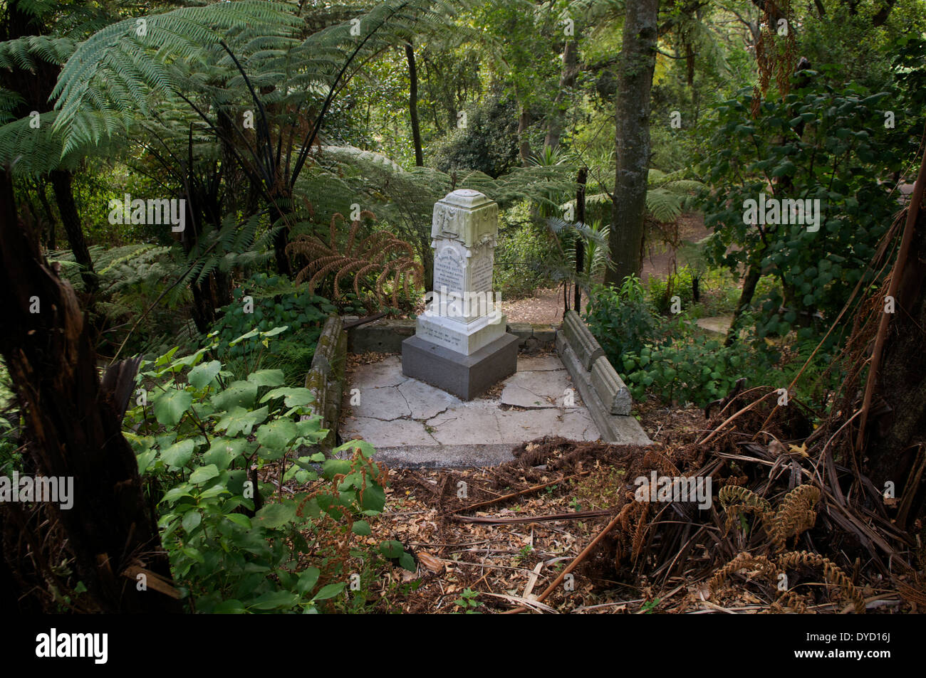 19thC headstone within Grafton Cemetery in Auckland, New Zealand Stock ...