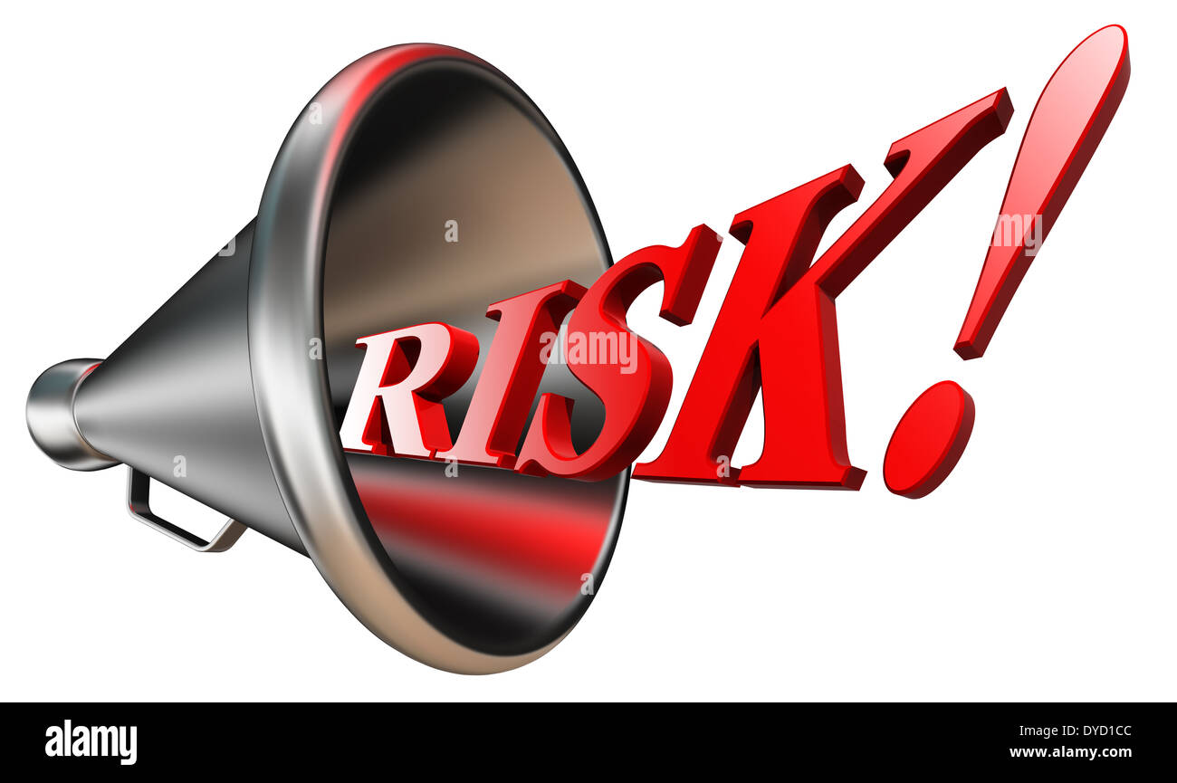 risk red word in megaphone isolated on white background. clipping path ...