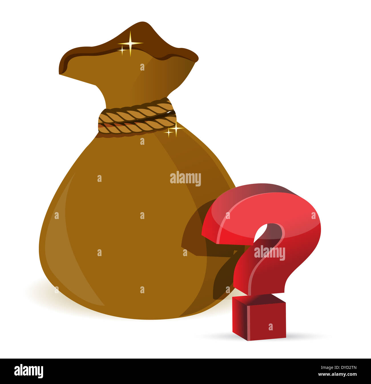A money bag with question marks illustration design over a white ...