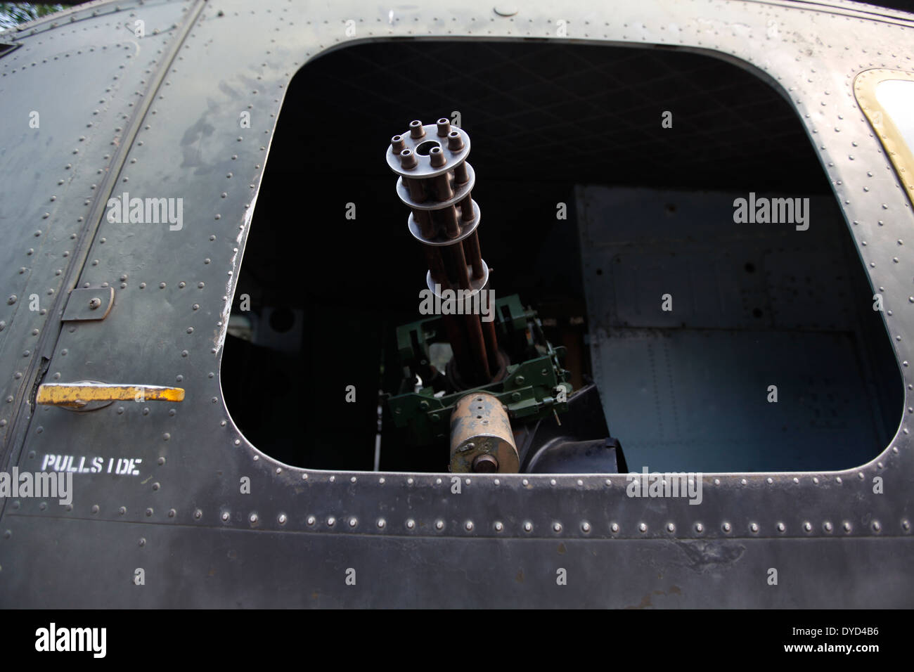 A machine mounted on a helicopter is on display at the War Museum in Ho ...