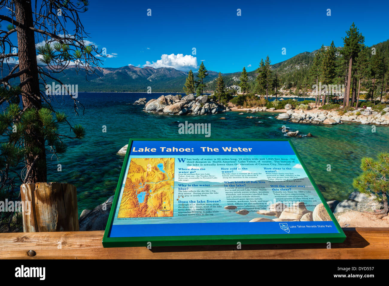 Interpretive sign at Sand Harbor State Park, Lake Tahoe, Nevada, USA ...