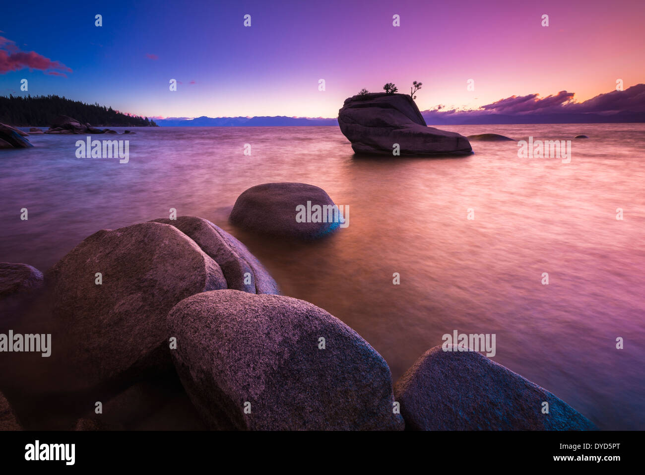 Bonsai Rock at sunset, Lake Tahoe, Nevada, USA Stock Photo - Alamy