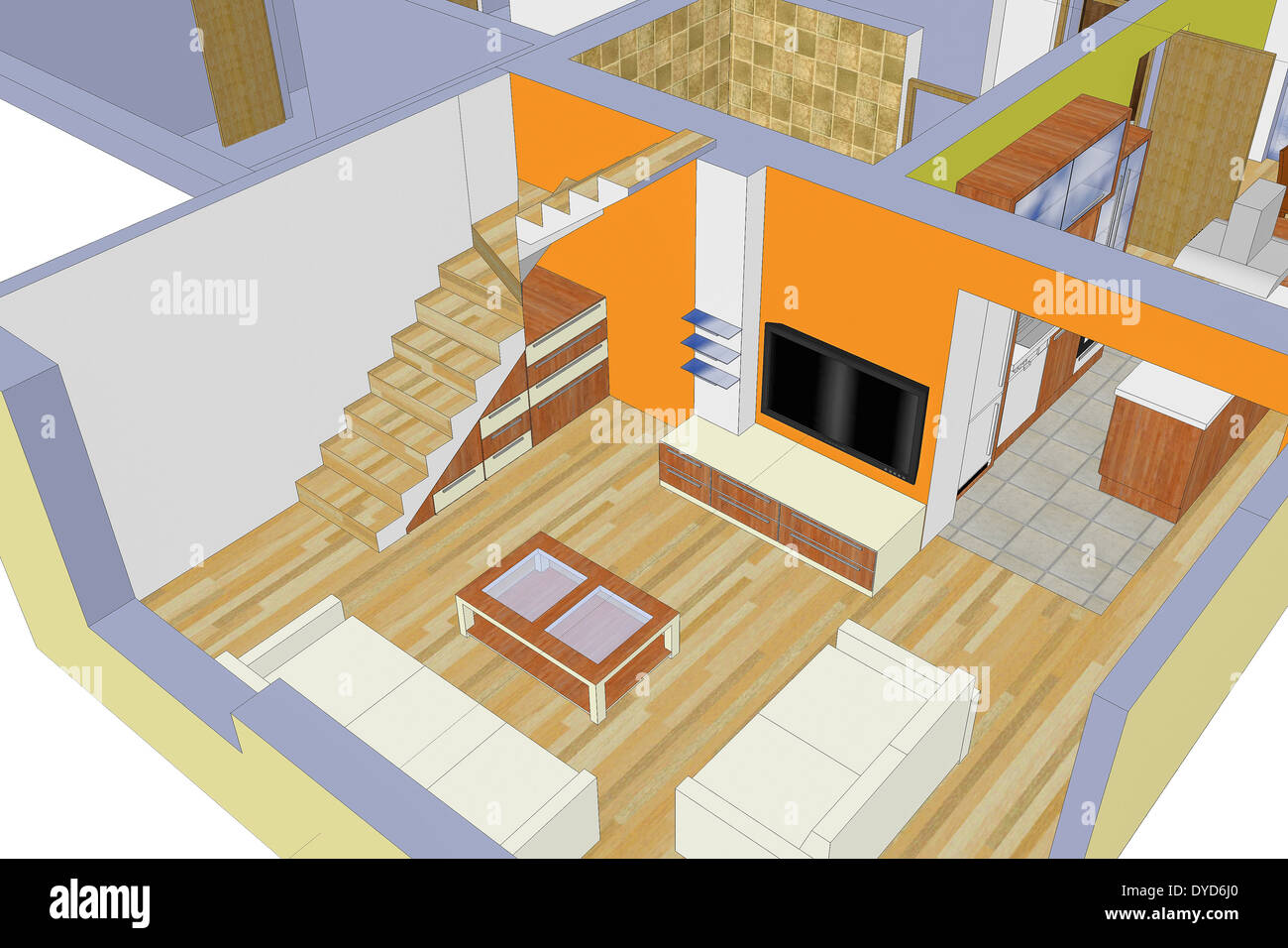 3D animation of a house being designed Stock Photo - Alamy