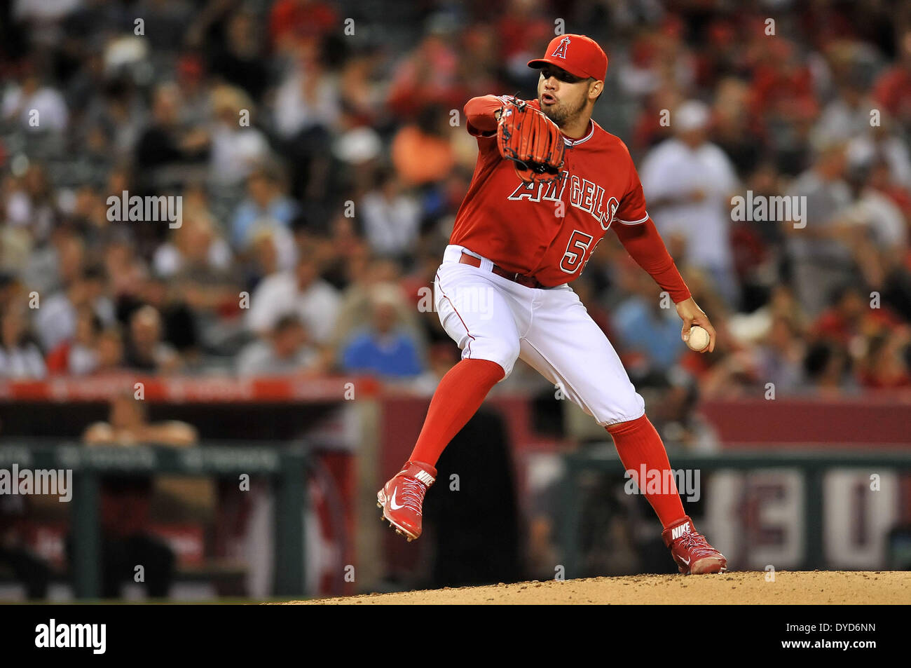 Anaheim, CA. 14th Apr, 2014. Los Angeles Angels starting pitcher Hector ...