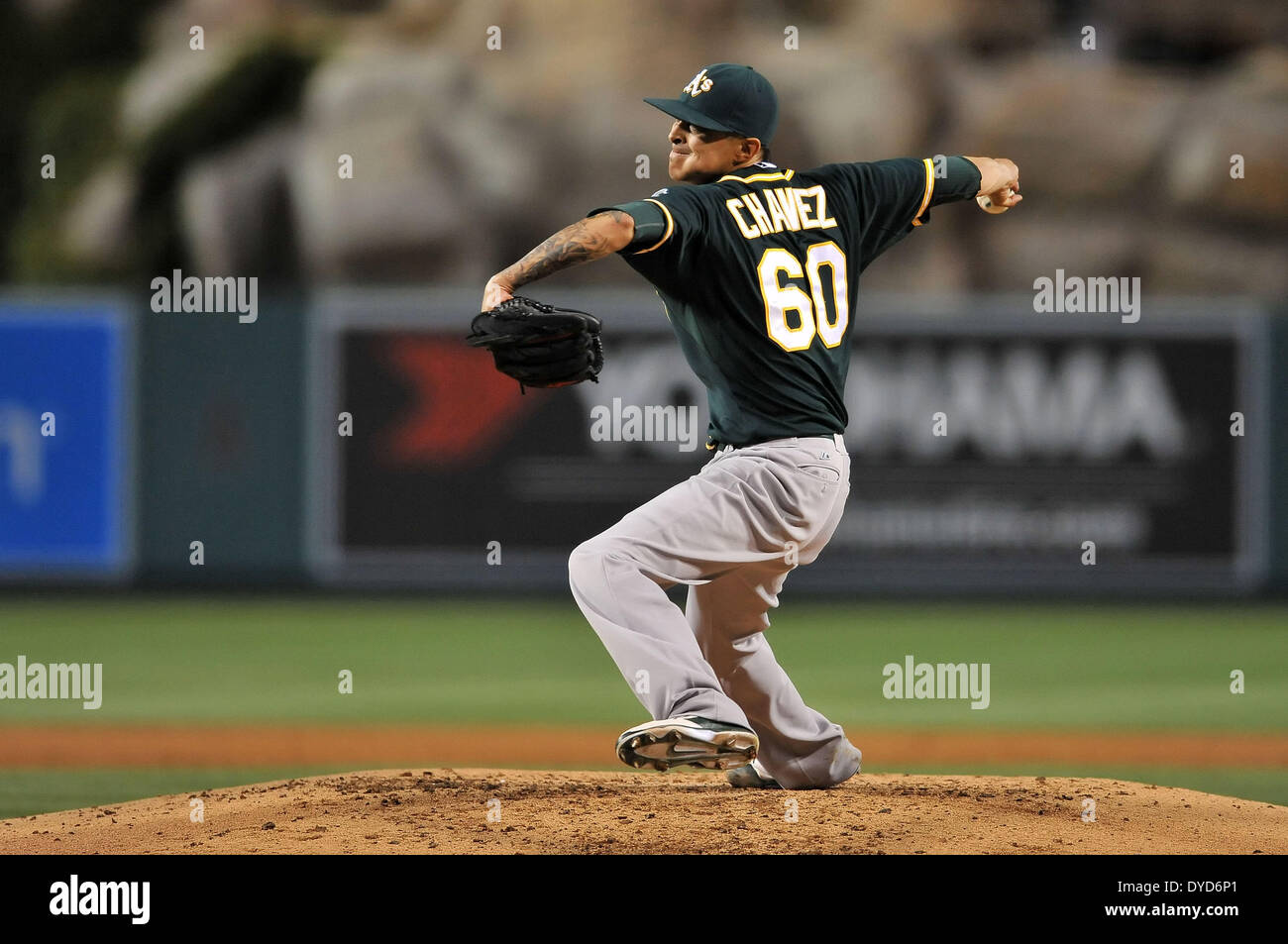 Anaheim, CA. 14th Apr, 2014. Oakland Athletics starting pitcher Jesse ...