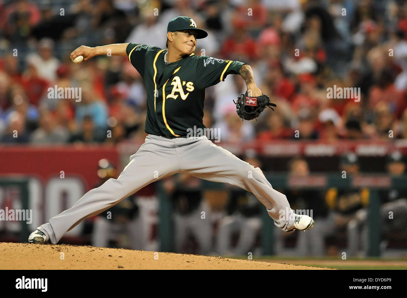Anaheim, CA. 14th Apr, 2014. Oakland Athletics starting pitcher Jesse ...
