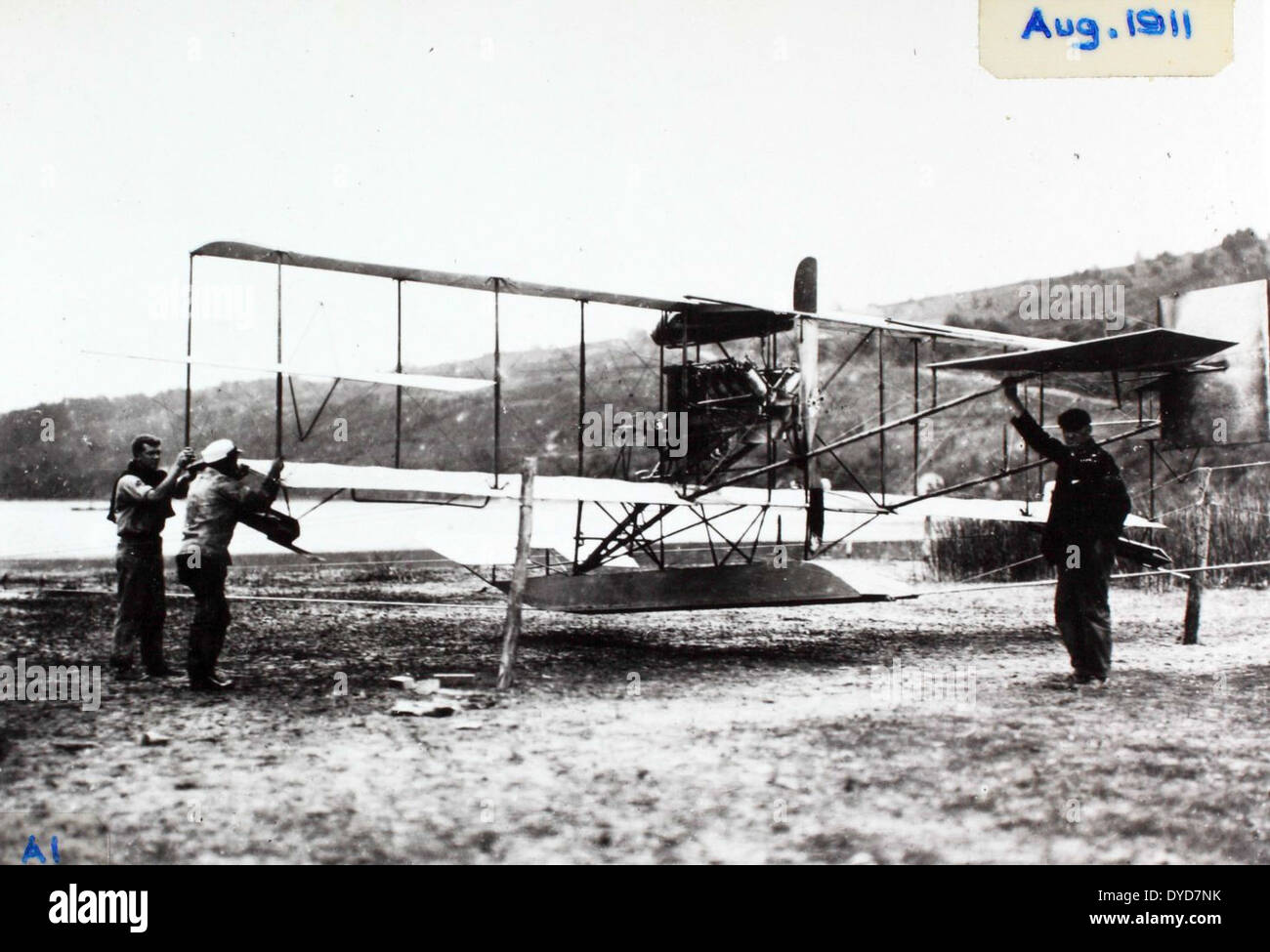 This image from Ray Fife's album shows a Curtiss Hydro, Curtiss Pusher ...