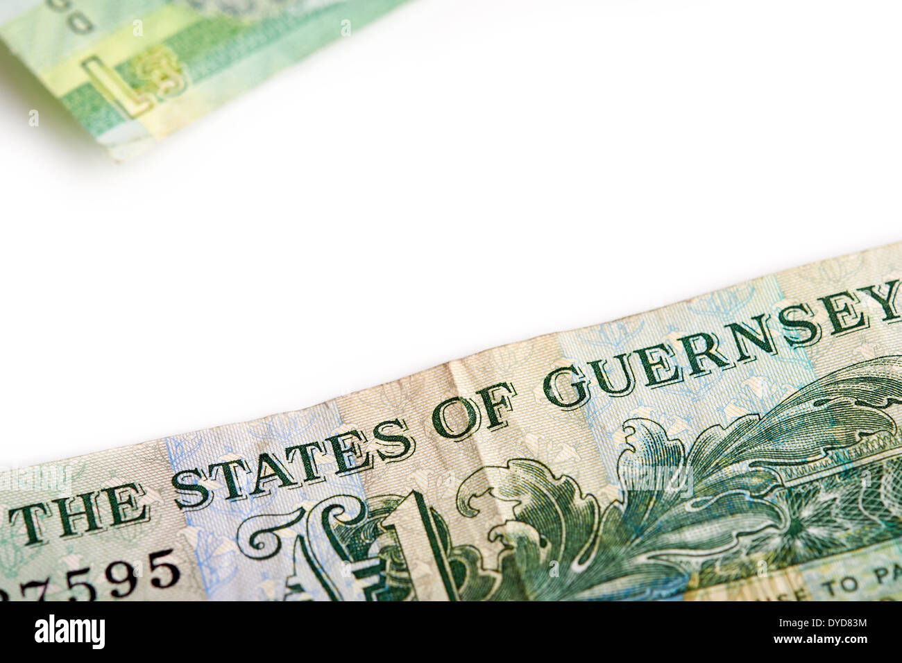 A one pound note from the Island of Jersey on a white background Stock ...