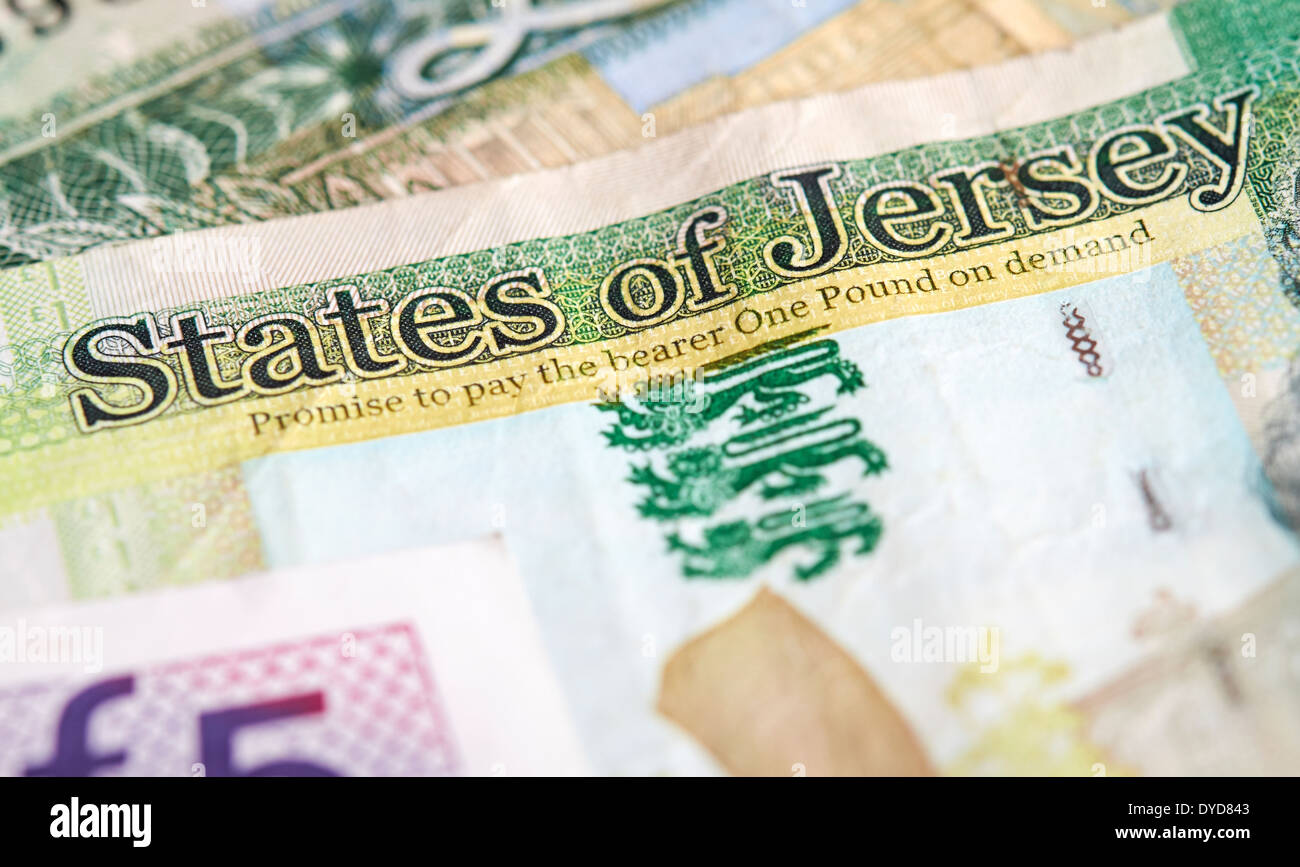 A one pound note from the Island of Jersey on a white background Stock ...