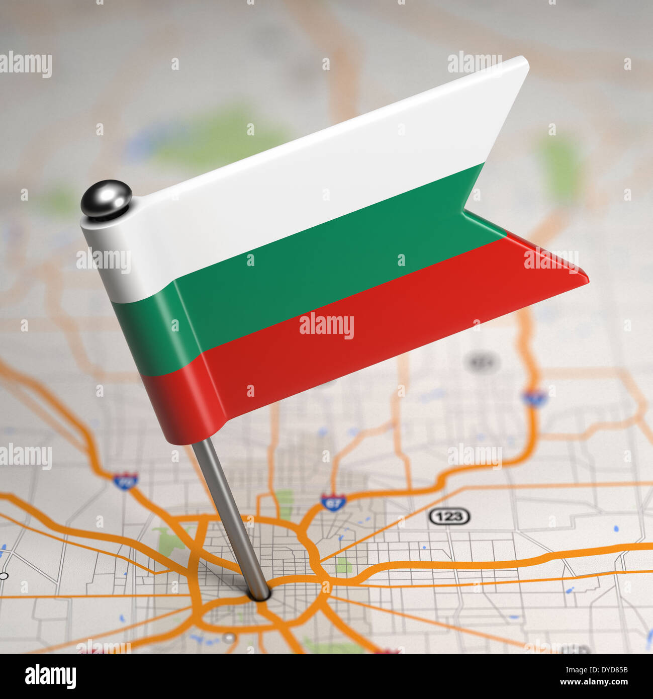 Small Flag of Bulgaria Sticked in the Map Background with Selective ...