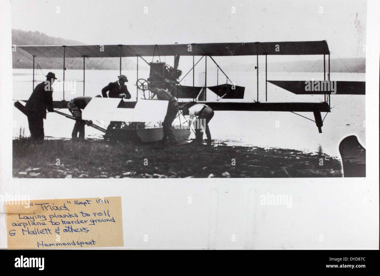 This image from Ray Fife's album shows a Curtiss Triad biplane, a ...