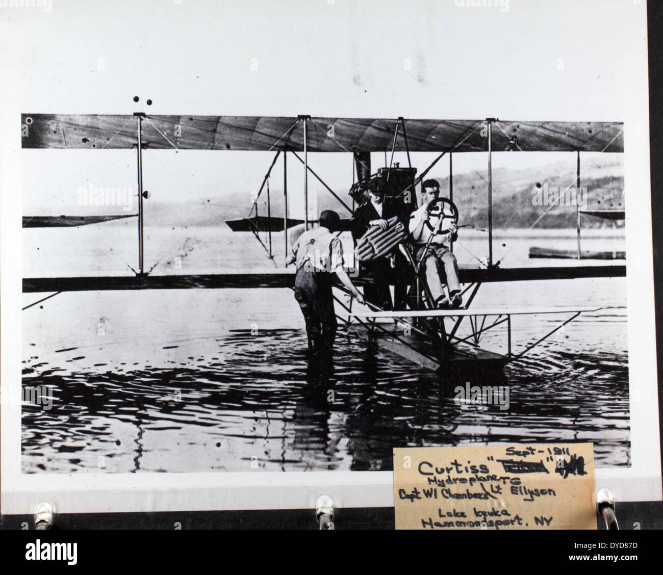 This photograph from the Ray Fife Album shows an early Curtiss Pusher ...