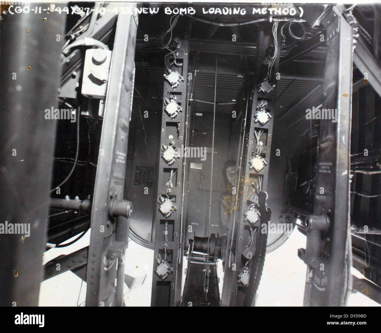 This image shows the bomb bay and bomb rack of the Consolidated B-24 ...