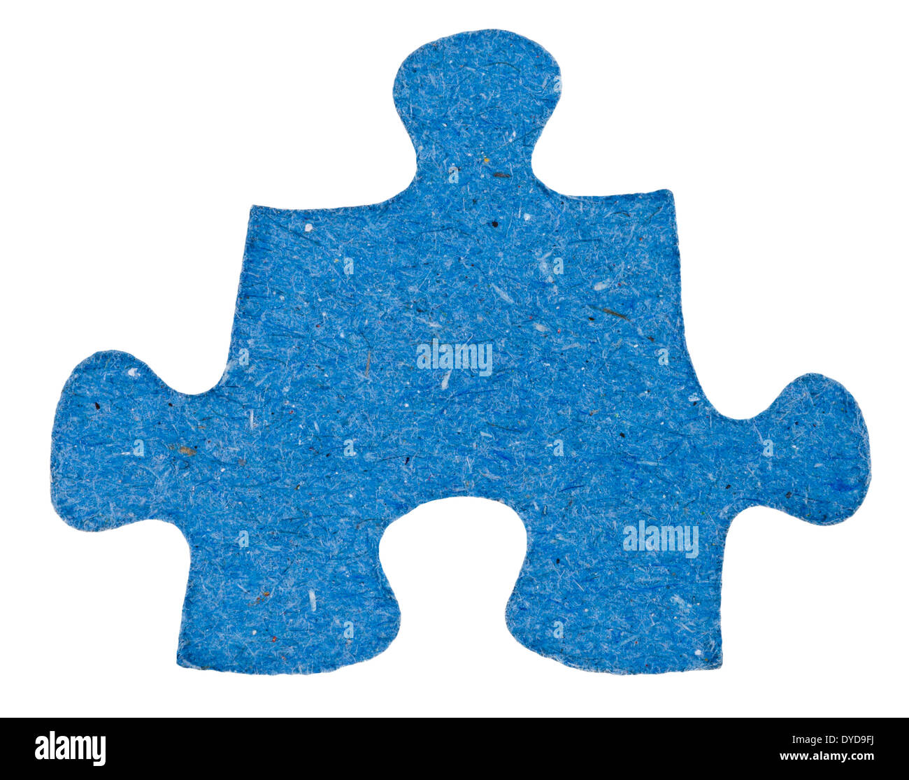 cardboard blue piece of jigsaw puzzle isolated on white background ...