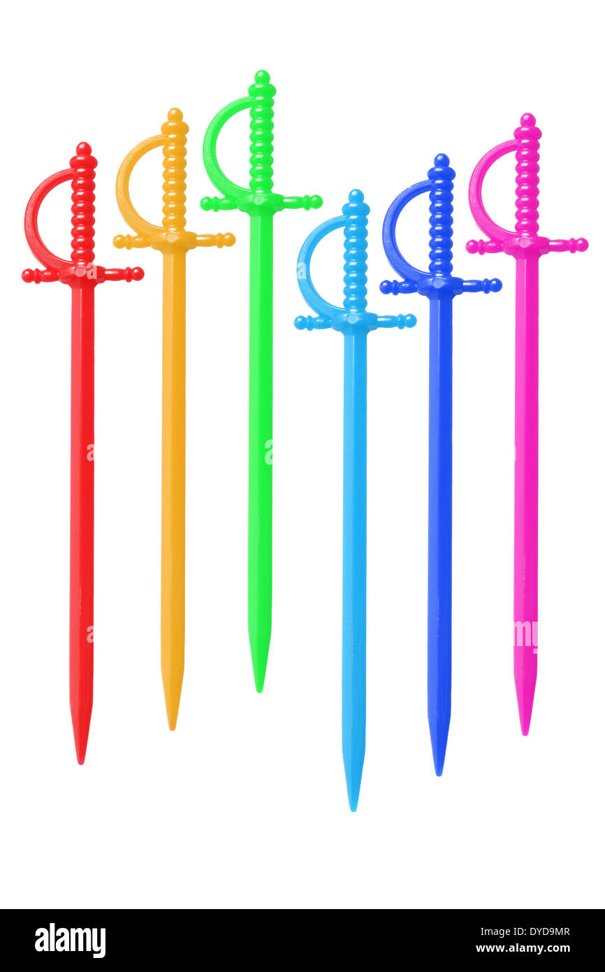 Colorful Plastic Food Skewers On White Background Stock Photo - Alamy