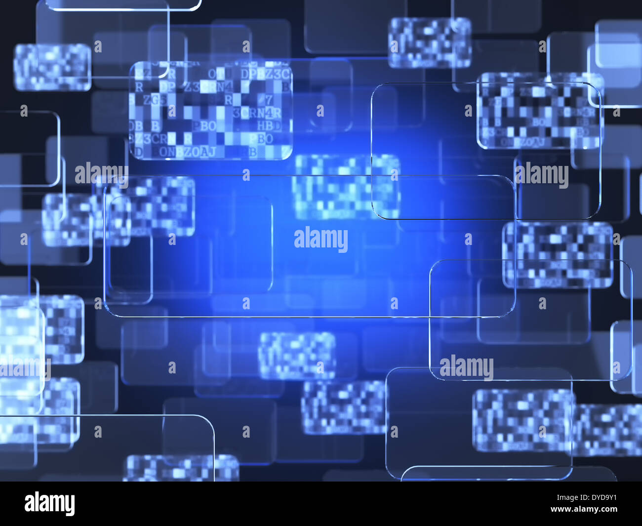 Future technology blue touchscreen interface. Glass screen concept ...
