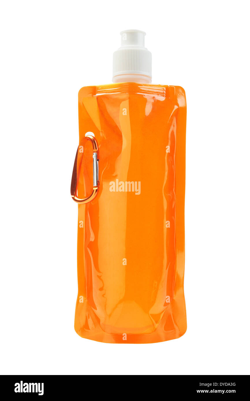 Orange Plastic Water Bag On White Background Stock Photo - Alamy