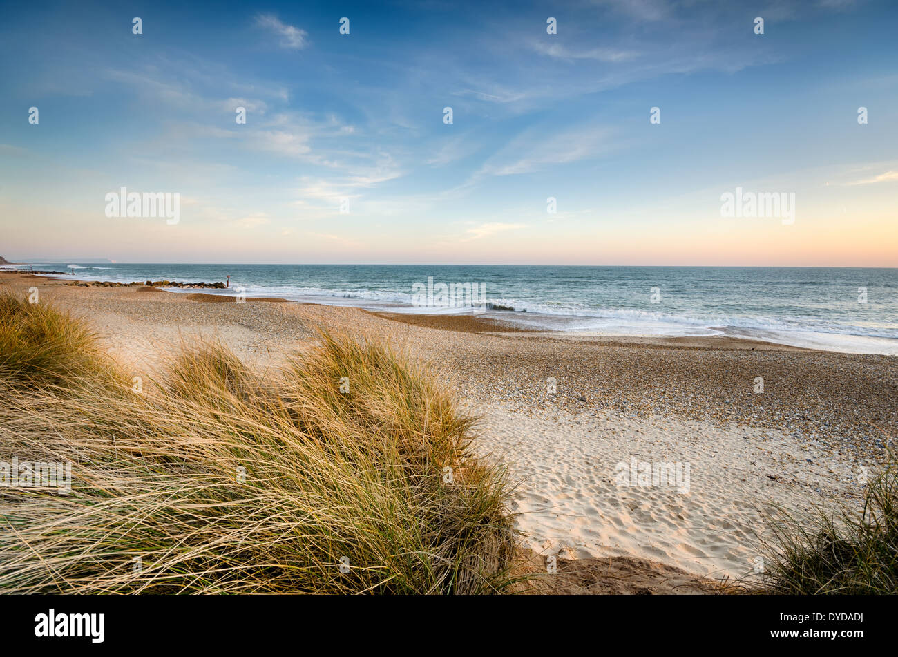 The beach and sand dunes at Hengistbury Head near Bournemouth in Dorset ...