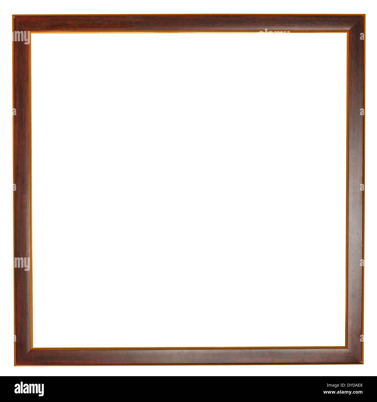 narrow flat square dark brown wooden picture frame with cut out canvas ...