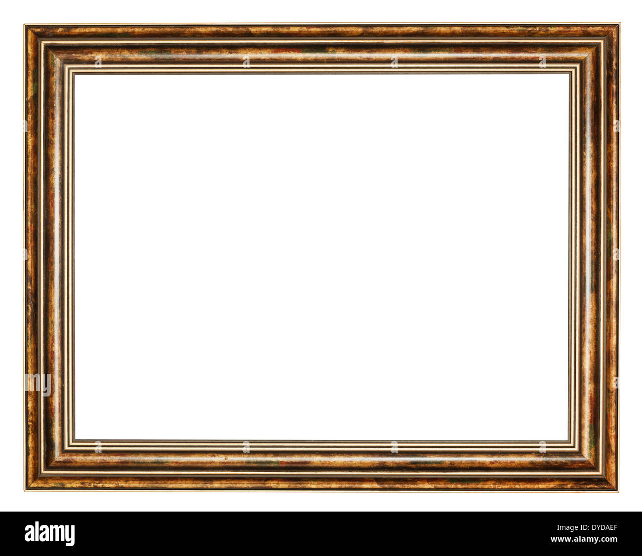 vintage classic brown wide wooden picture frame with cut out canvas ...