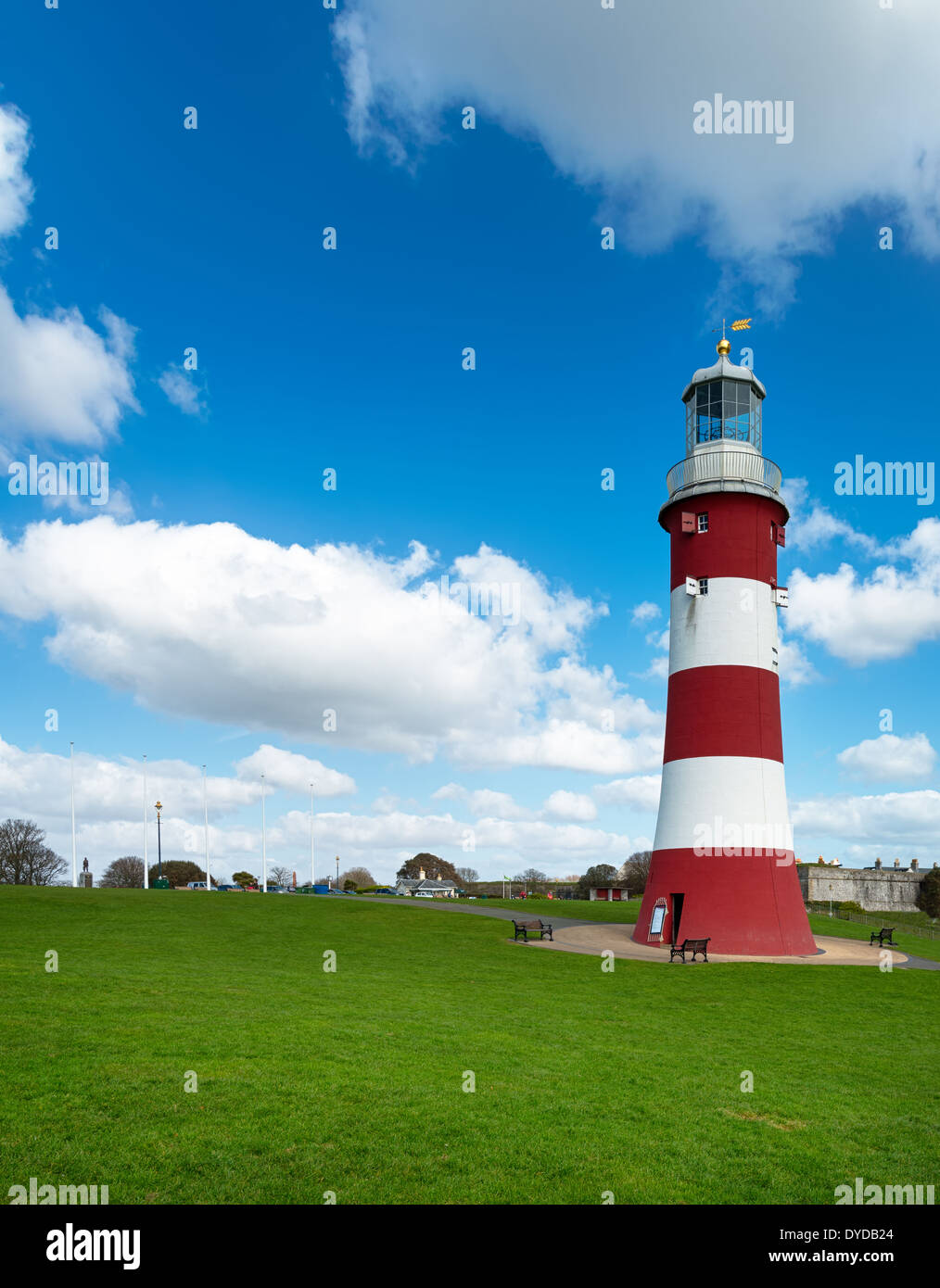Smeaton's Tower the historic lighthouse on the Hoe at Plymouth in Devon ...