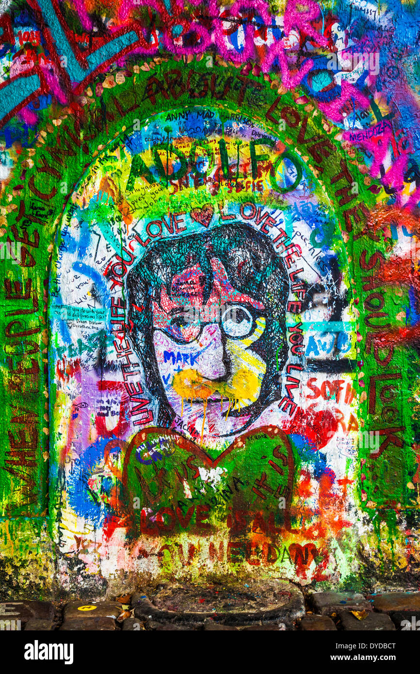 The john lennon mural hi-res stock photography and images - Alamy