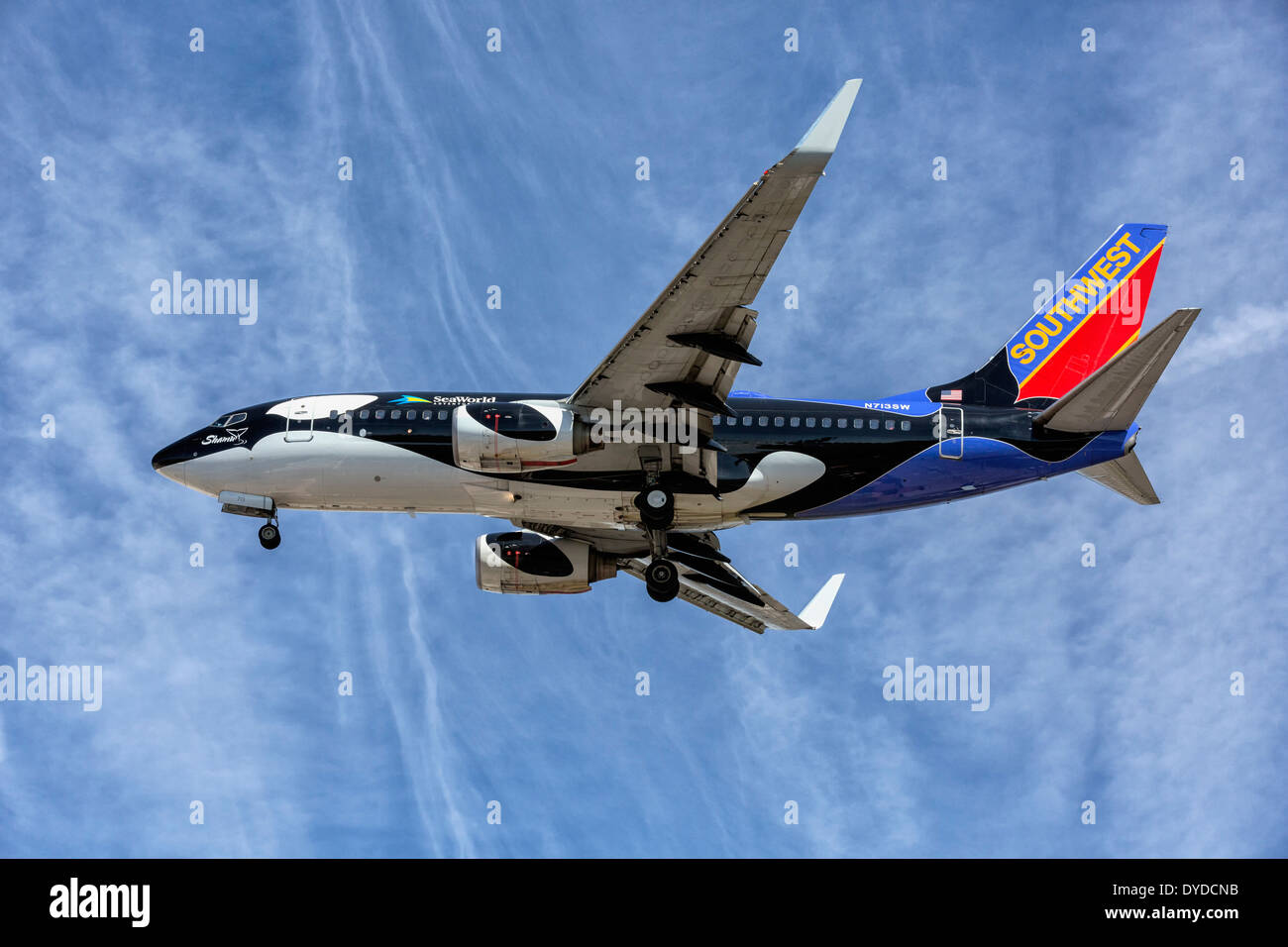 A Boeing B737 of Southwest Airlines on final approach - Shamu special ...
