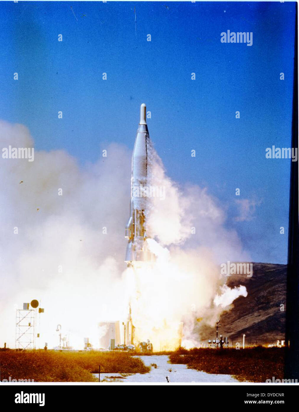 This image captures the launch of an Atlas ICBM, demonstrating the ...
