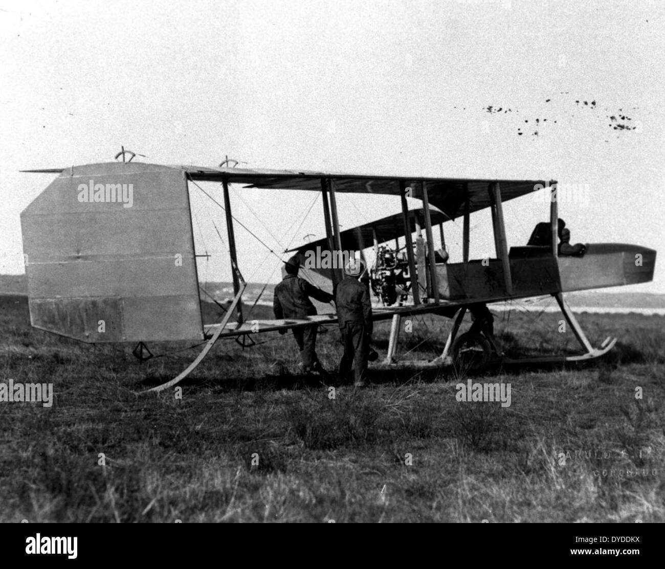 This historical photo features a Burgess-Dunne biplane, a pioneering ...