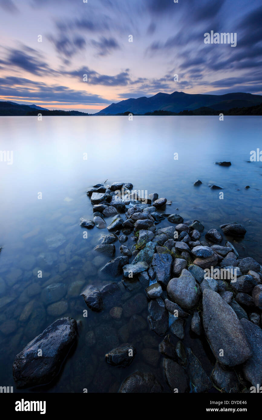 Sunset from the shores of Derwent Water near Ashness Jetty in the Lake ...