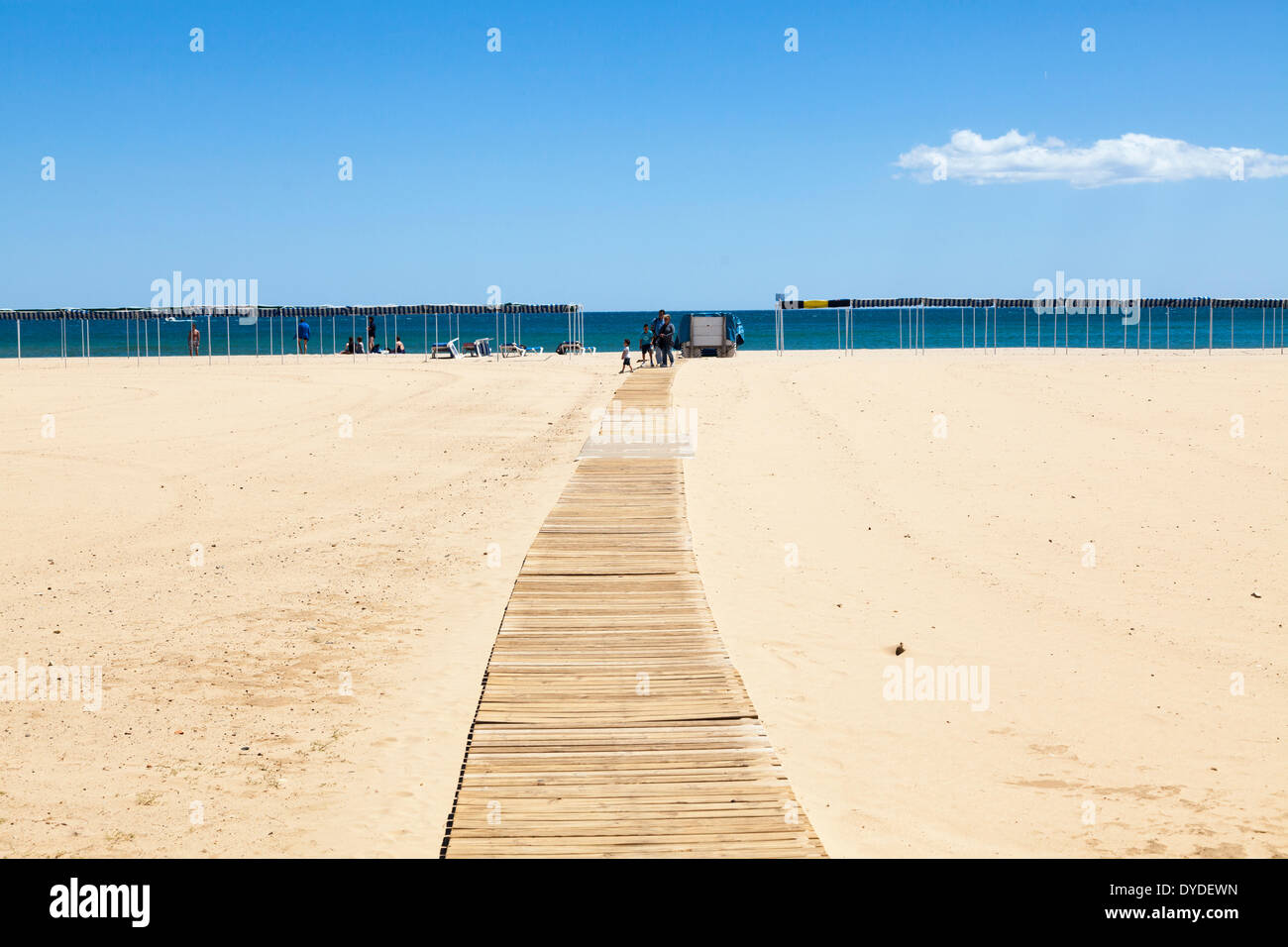 Slatted wood wheelchair access ramp to beach at Cambrils Stock Photo ...