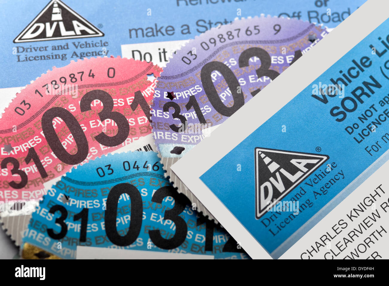British car tax discs Stock Photo - Alamy