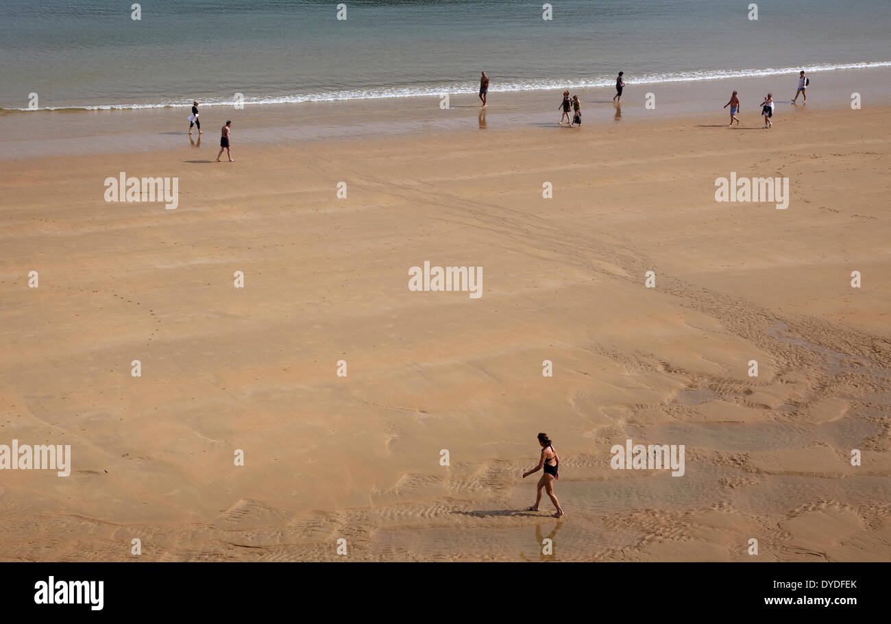 People on a Spanish beach Stock Photo - Alamy