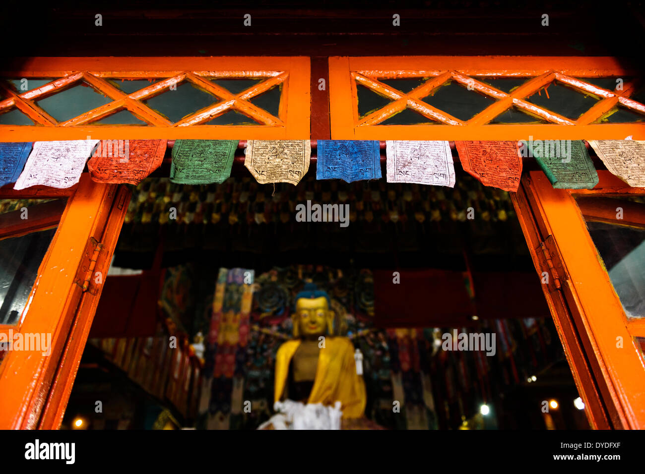 Prayer flags at Dunggon Samten Choling Gompa Stock Photo - Alamy