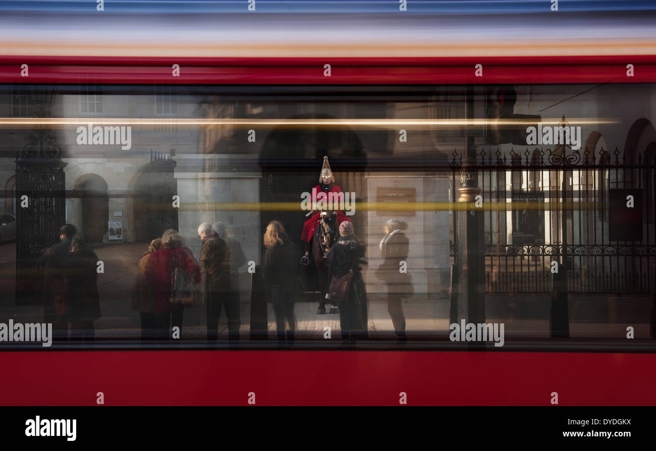 An abstract view of a Horse Guard through a bus window Stock Photo - Alamy