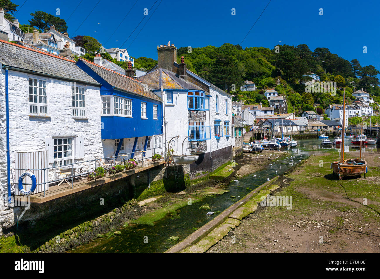 Boats moored at Polperro harbour Stock Photo - Alamy