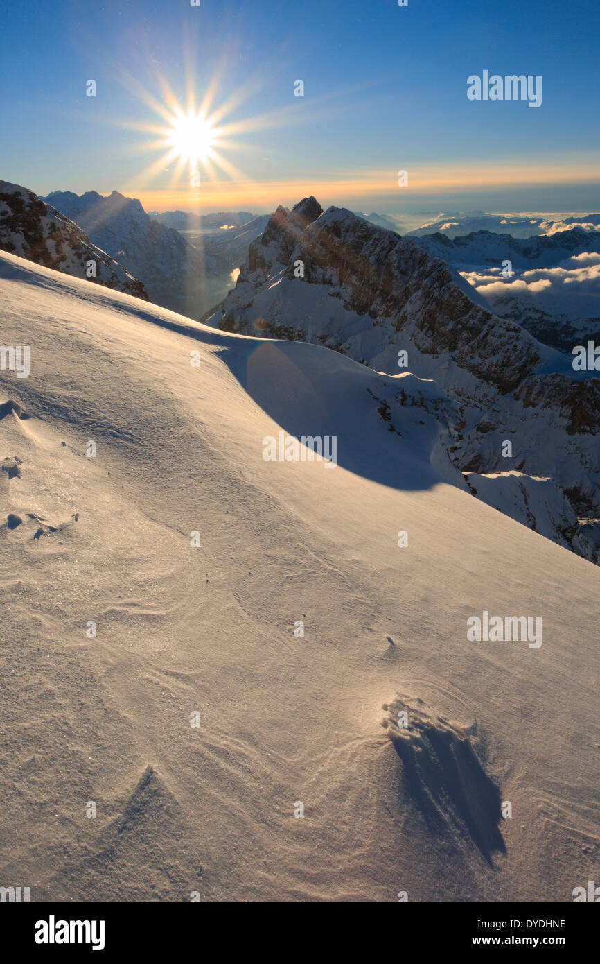 Evening Alps view Titlis mountain mountain panorama mountains Bernese ...