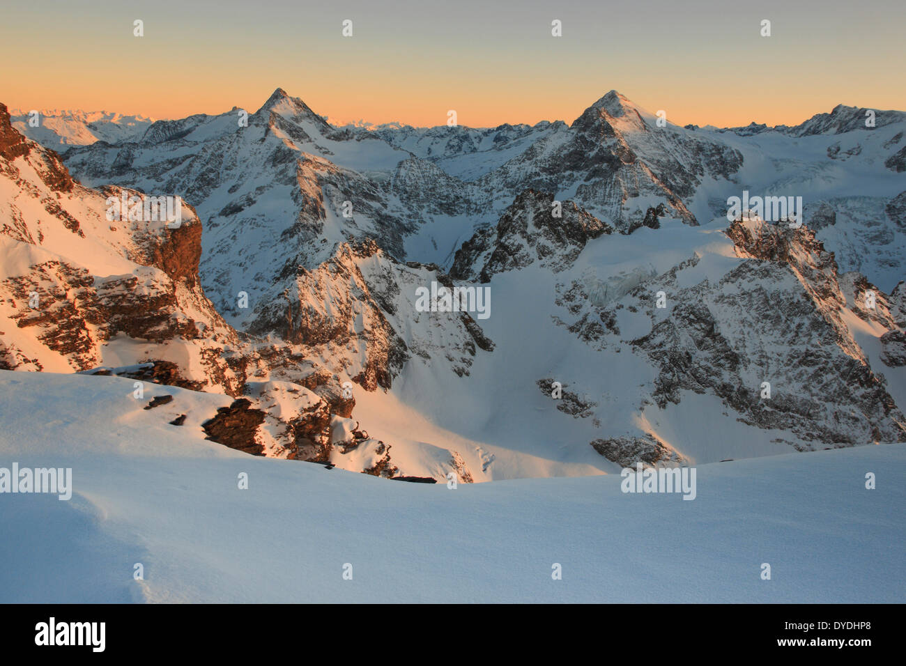 Evening dusk Alps view Titlis mountain mountain panorama mountains ...