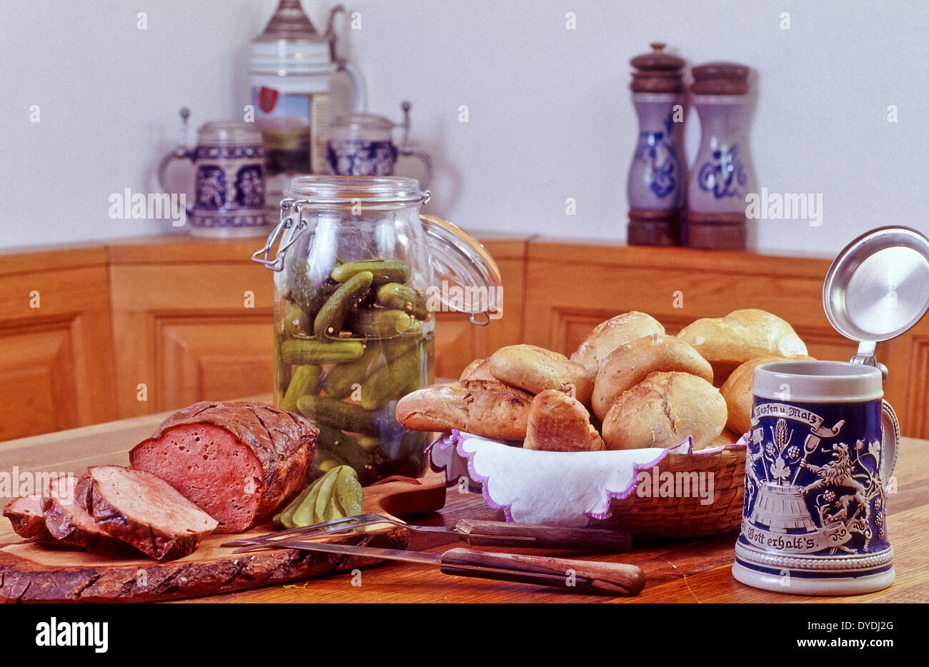 Germany, Bavaria, Germany, Europe, pork loaf, meatloaf, bread, bun ...