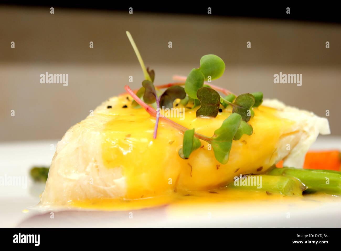 A menu Snow Fish with Orange Sauce Stock Photo - Alamy