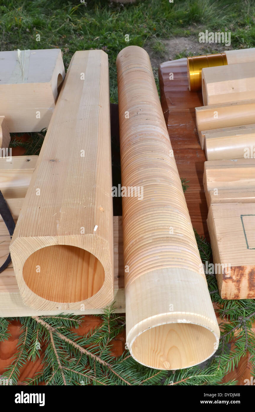 Alpine horn Alphorn music cor des alpes sound Switzerland Europe Valais ...