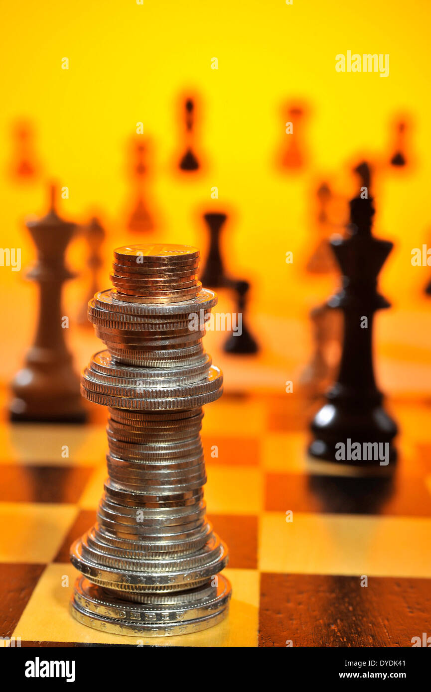 Chess, Check, chess pieces, play, game, strategy, money, coins, Swiss ...