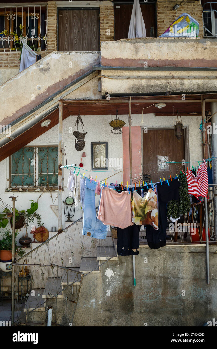 Laundry hanging in Nazareth, lower Galilee region, Israel Stock Photo ...