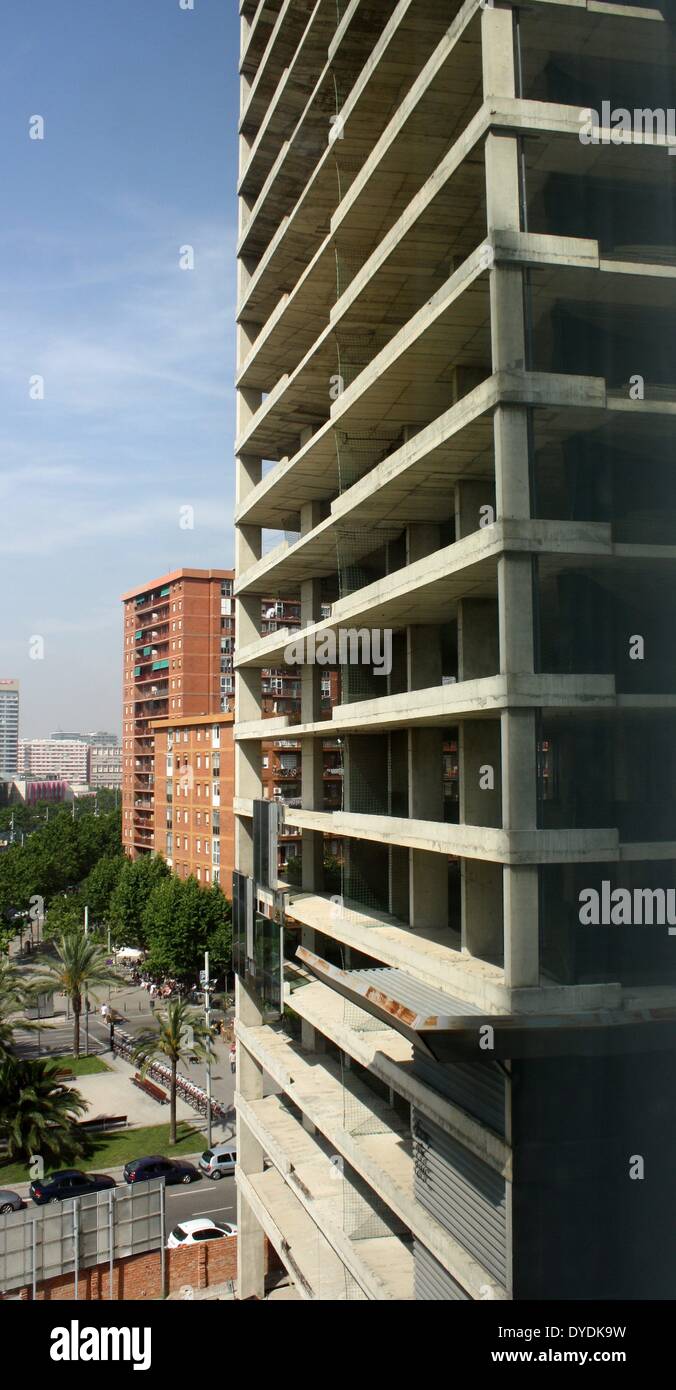 Construction halted on a modern high-rise building in the centre of ...